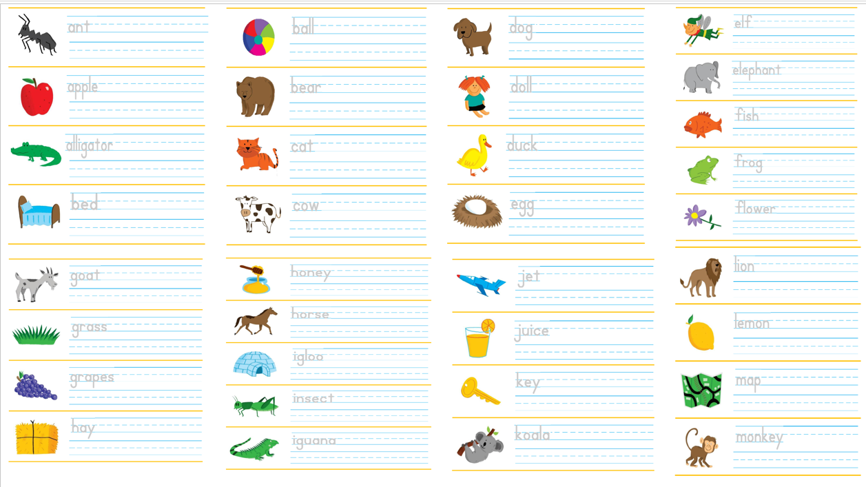 Kindergarten Handwriting Practice A to Z – 3-Line Guided Writing ...