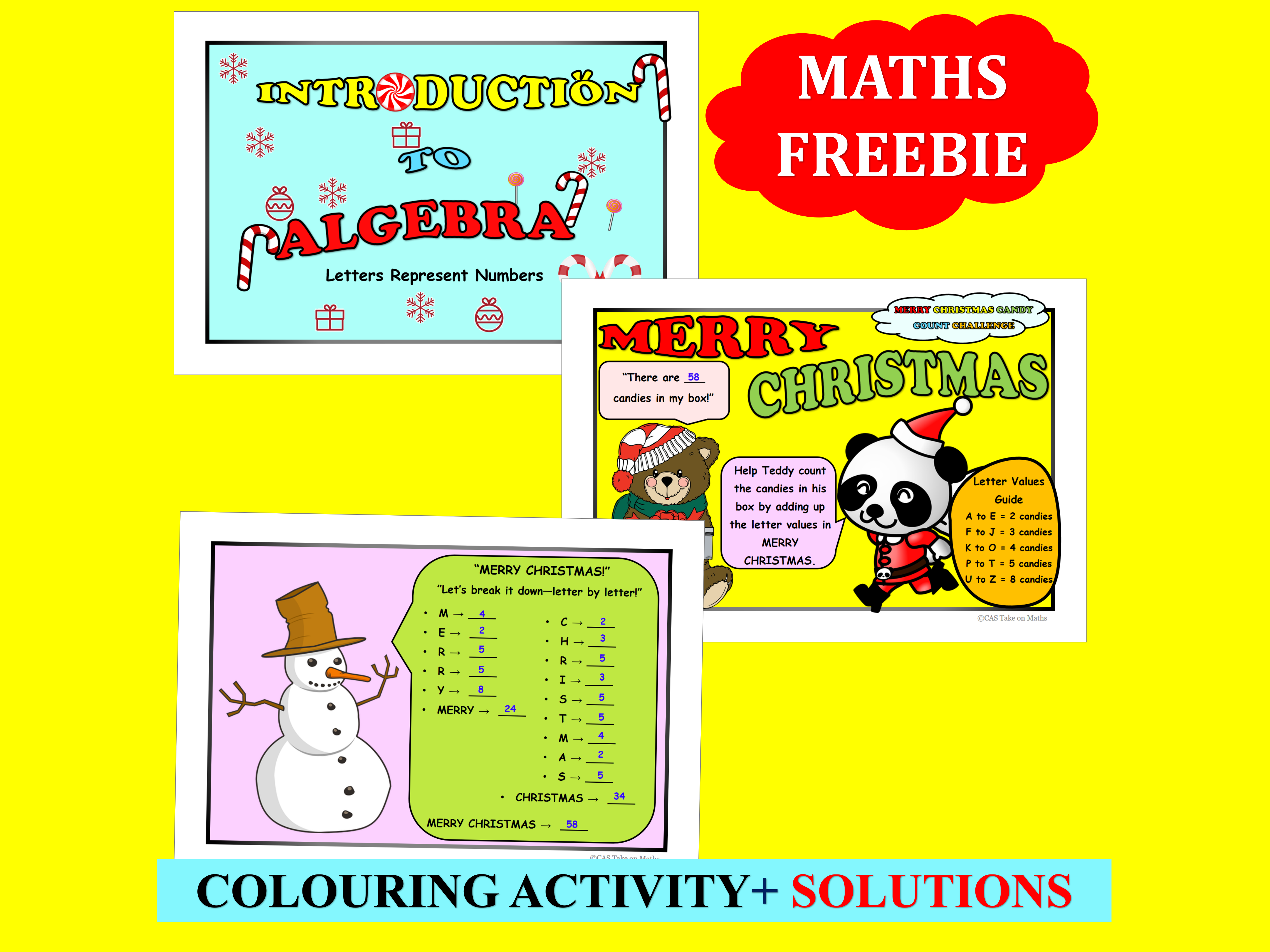 KS2 Algebra Christmas Colouring Freebie | Teaching Resources