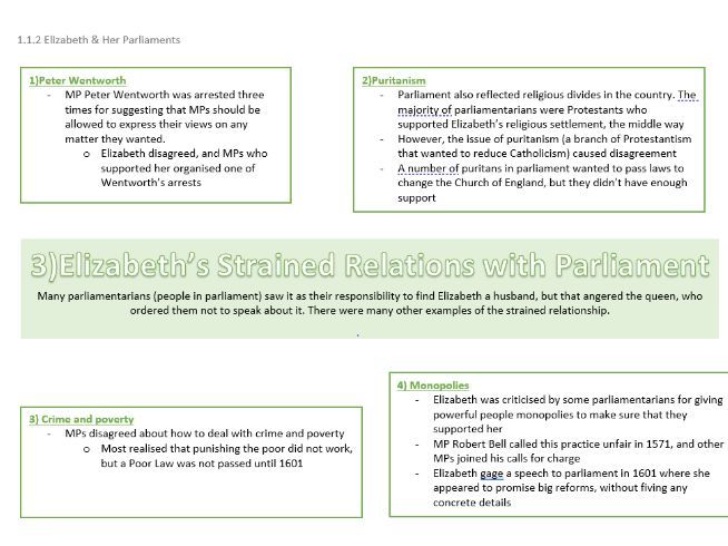OCR history, Elizabeth and her parliament | Teaching Resources