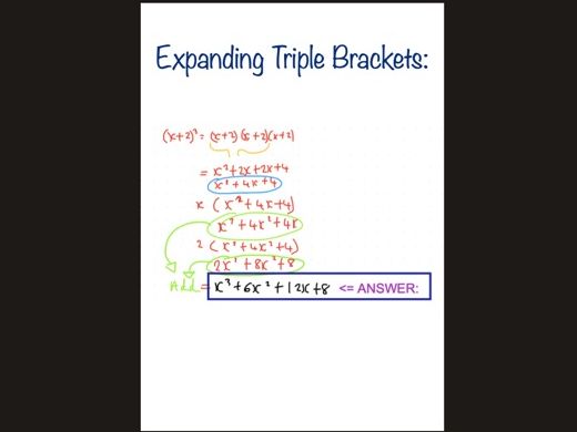 Expanding Triple Brackets With Answers - KS3 Maths - GCSE / IGCSE - AQA ...