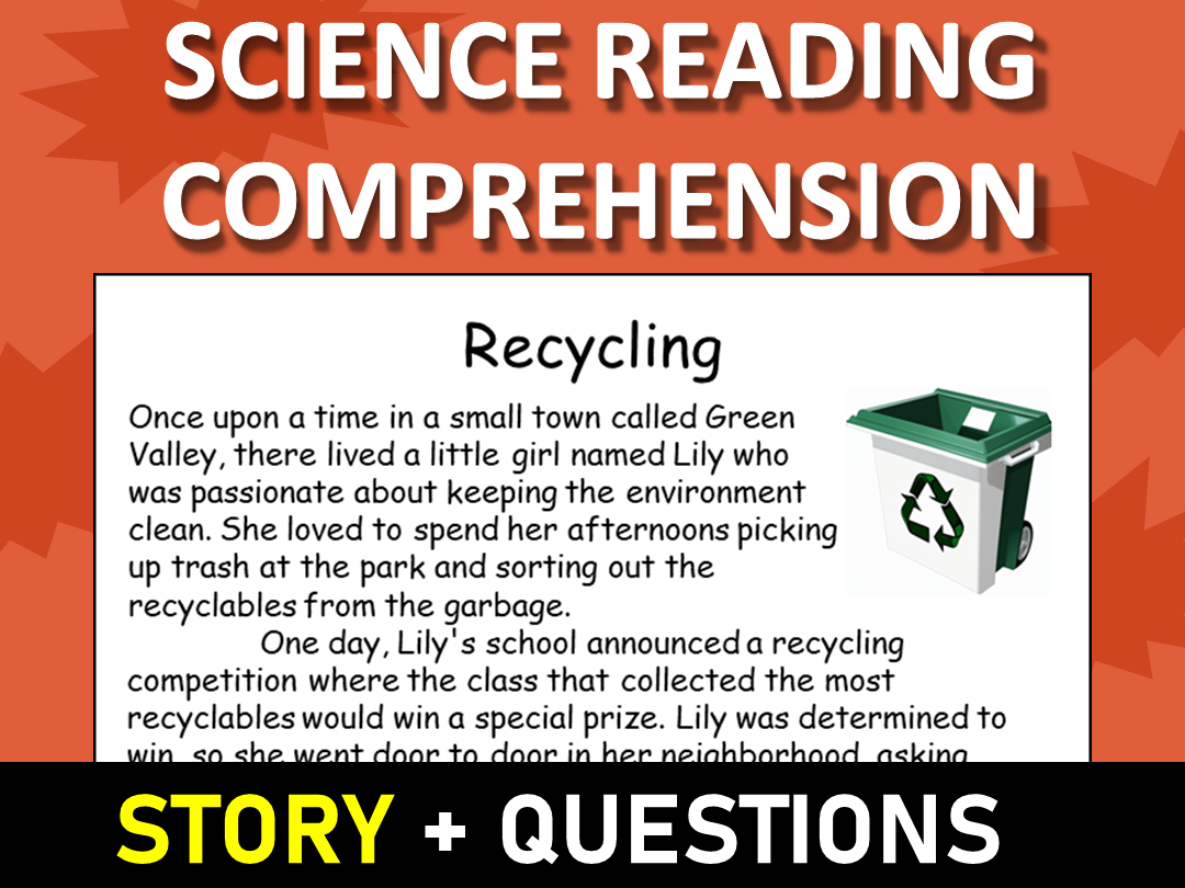 Recycling Reading Science Story Comprehension Questions Worksheet ...