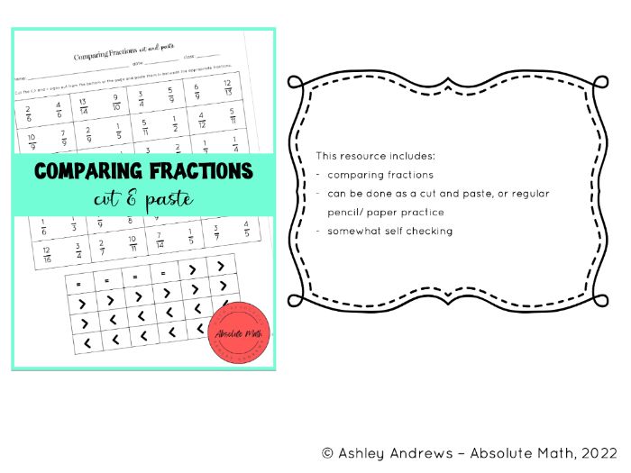 Comparing Fractions Cut and Paste | Teaching Resources