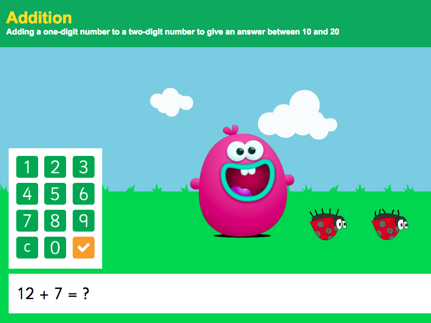 Addition To 20 Adding One Digit And Two Digit Numbers Interactive 