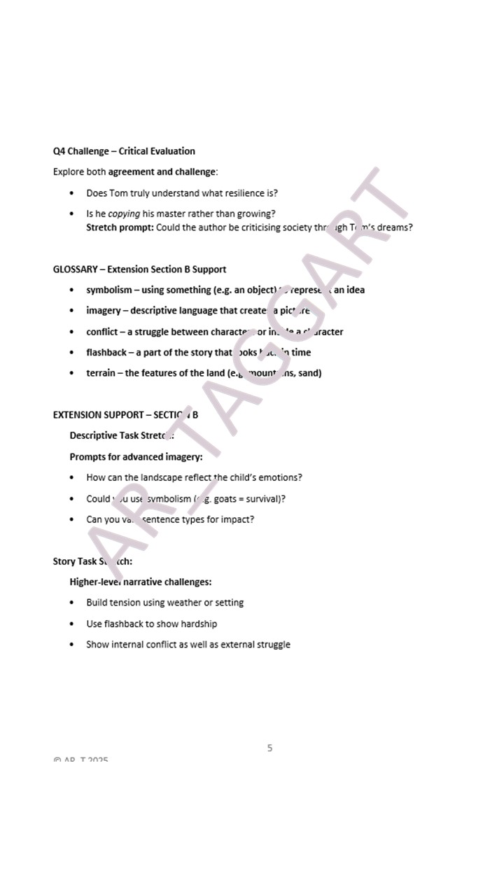 KINGSLEY - AQA- GCSE ENGLISH PAPER 1 + MODEL ANSWERS - (1889) THE WATER ...