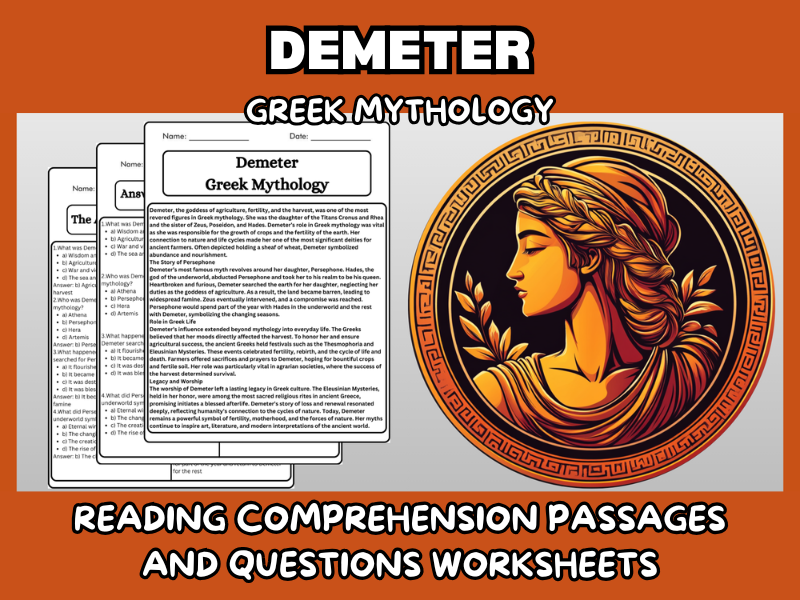 Greek Mythology Reading Comprehension Passages and Questions Worksheets ...