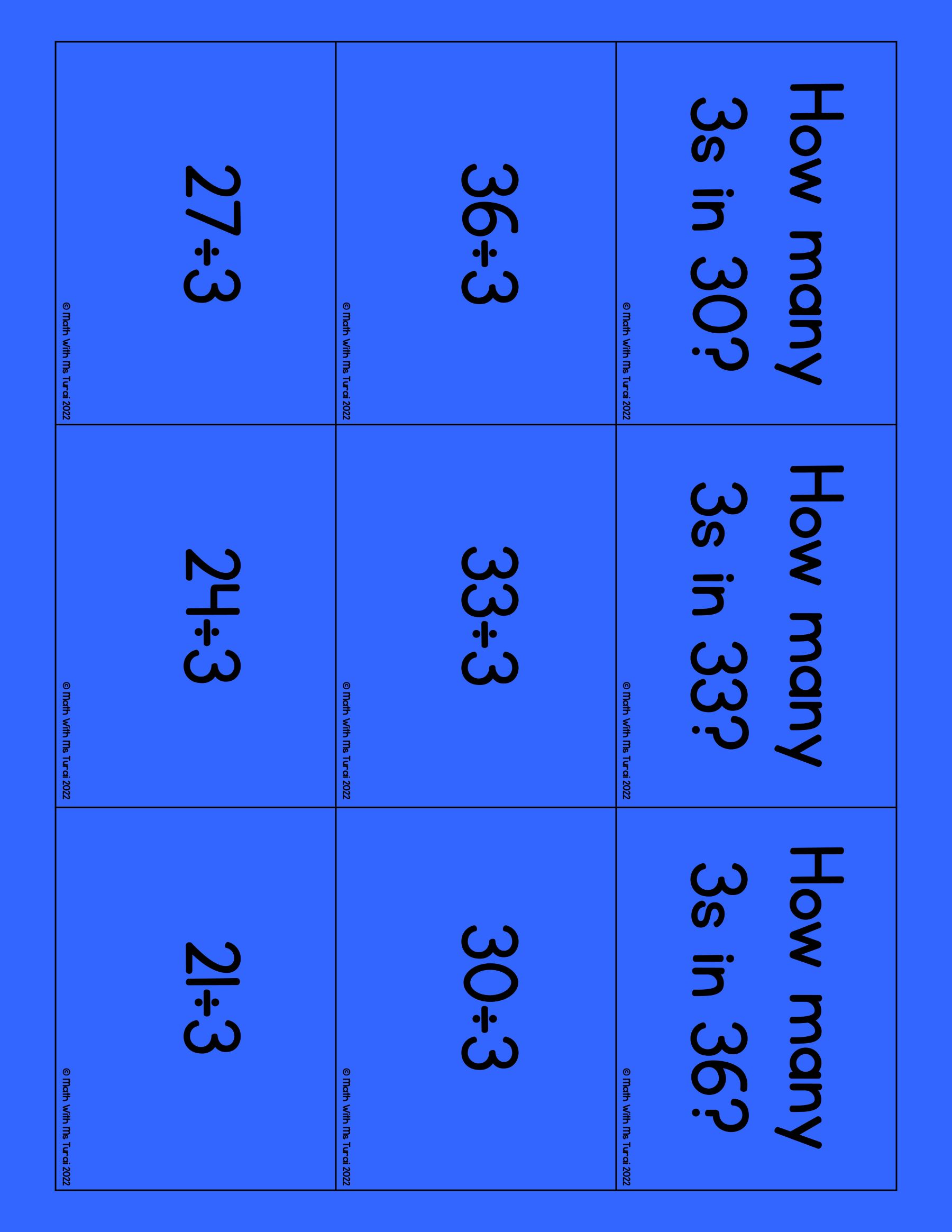 Multiplication and Division Fact Fluency Mini Bingo | 3 Facts ...