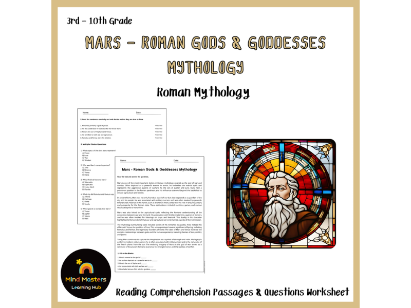Roman Mythology Reading Comprehension Passages & Questions Worksheets ...