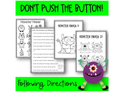 Don't Push the Button Activities - Following Directions | Teaching ...