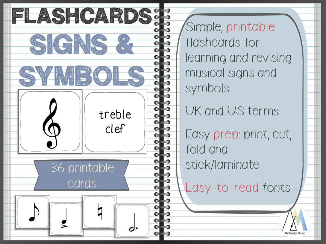 Musical Signs and Symbols Flashcards - 36 printable cards for all ages ...