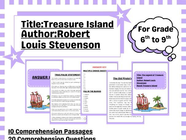 Treasure Island Reading Comprehension Worksheets | Robert Louis ...