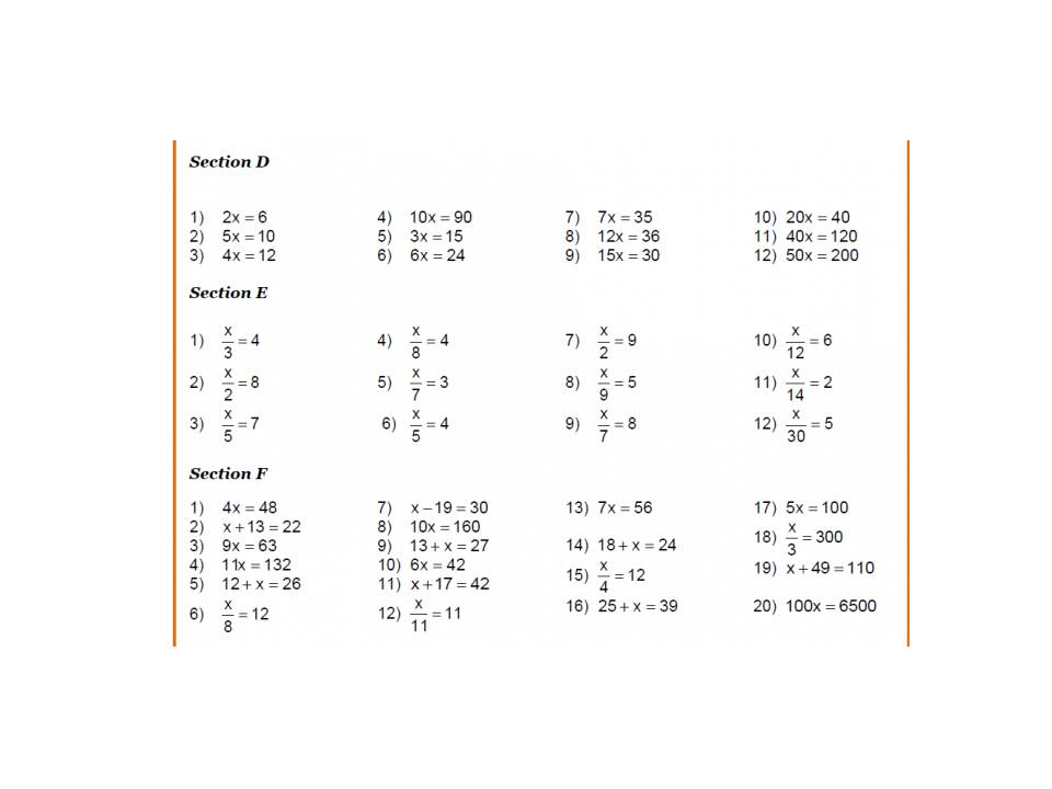 Algebra Worksheets Grade
