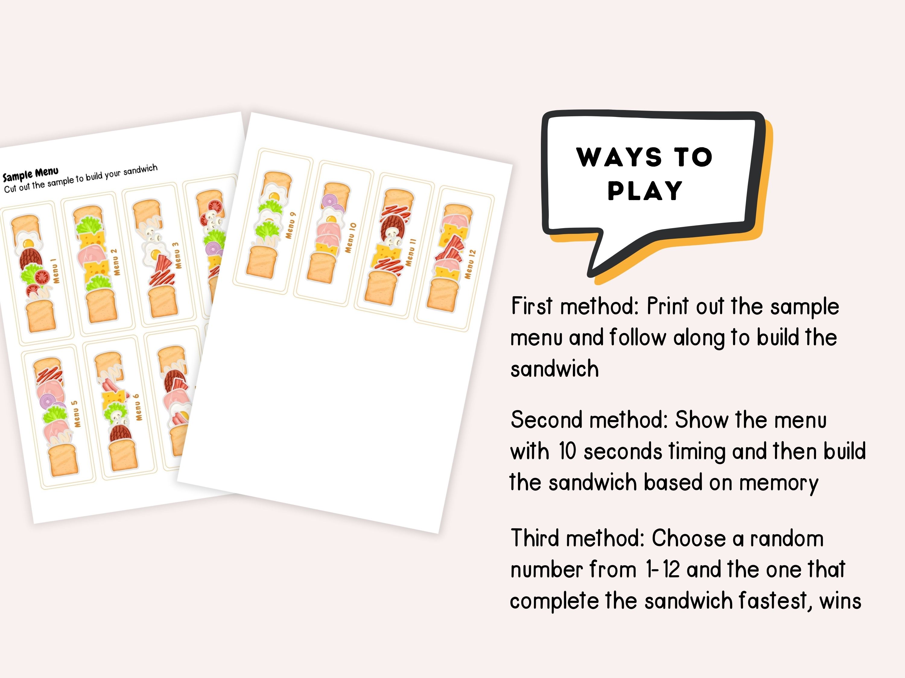 Build a Sandwich Games Activity for kids | Teaching Resources