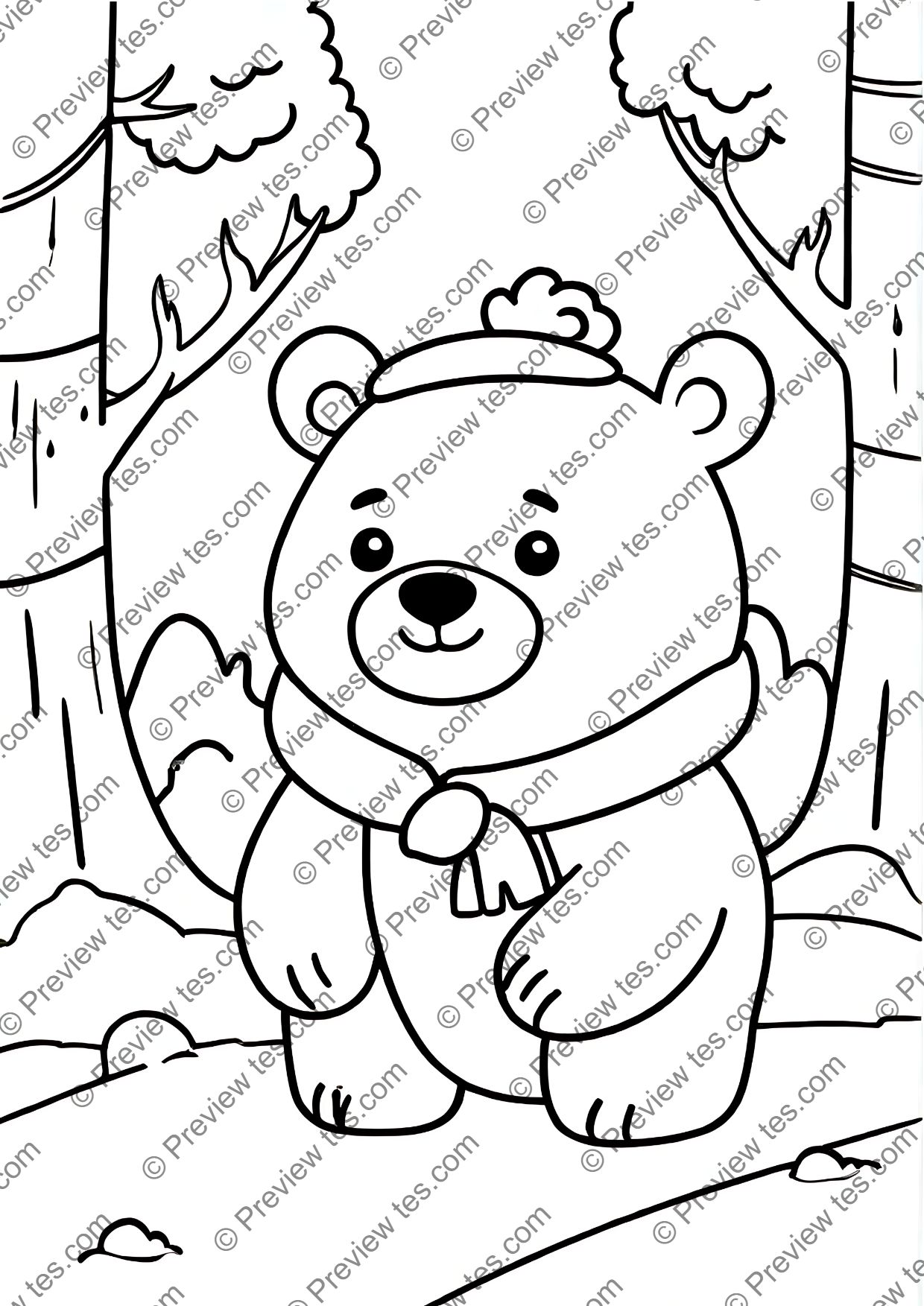 Winter Bear Coloring Pages | Seasonal Art Activities | Animal Colouring ...