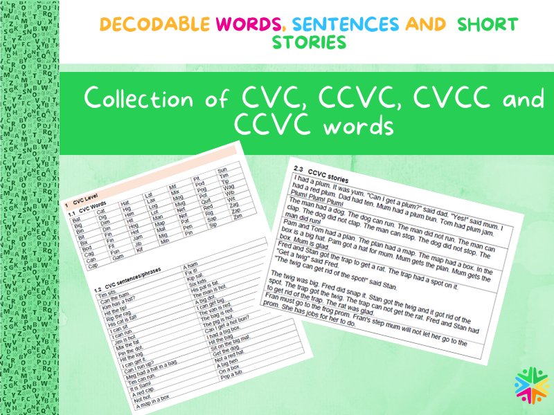 CVC CCVC CVCC And CCVCC Decodable Words Sentences And Short Stories CVC CCVC CVCC And CCVCC Decodable Words Sentences And Short Stories