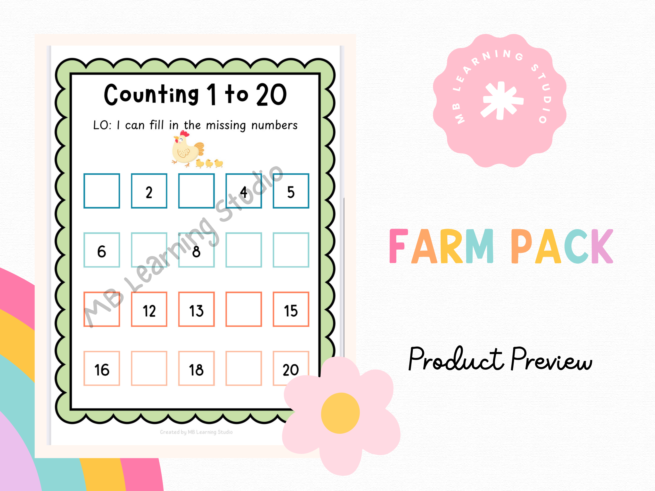 Farm Count to 20 Missing Number Worksheet | EYFS, KS1, Pre-K–1st Grade ...