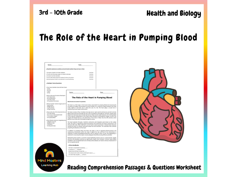 The Role of the Heart in Pumping Blood Reading Comprehension Passages ...