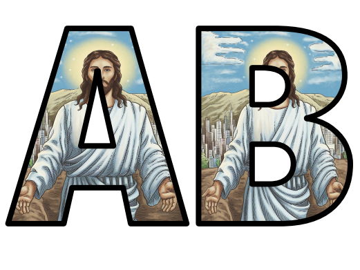 Jesus Christ Lord Saviour Light RE Religion Peace Lettering Set Display ...