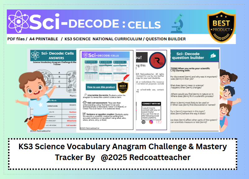 KS3 Cell Sci-Decode: Science Vocabulary unscramble & RAG worksheet ...