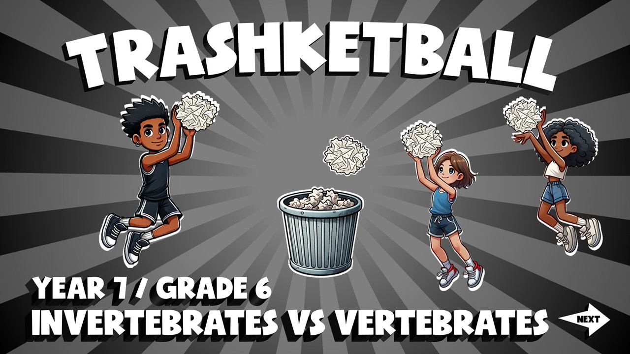 Invertebrates vs Vertebrates TRASHKETBALL Science Game | No-Prep Year 7 ...