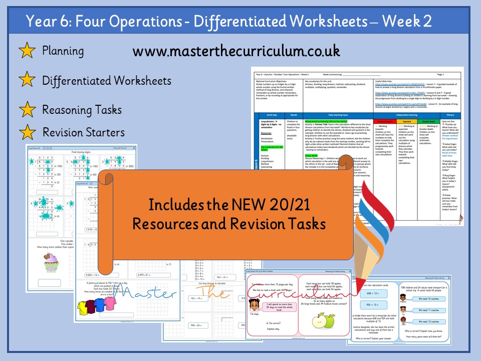 Year 6- Four Operations - Week 2- Differentiated Worksheets -White Rose ...