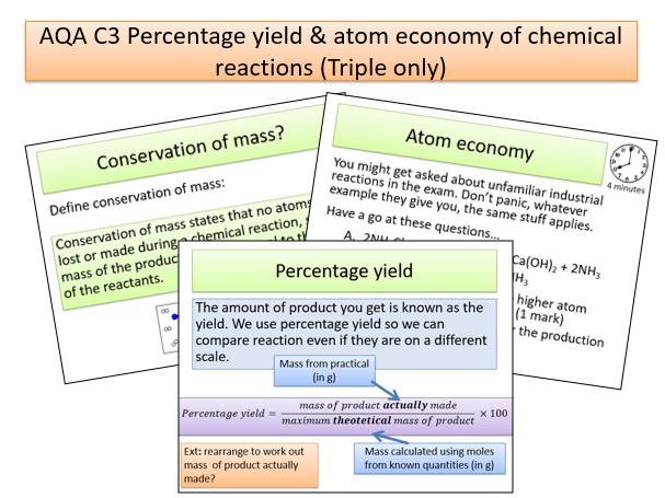 AQA C3 Percentage yield & atom economy of chemical reactions (Triple ...