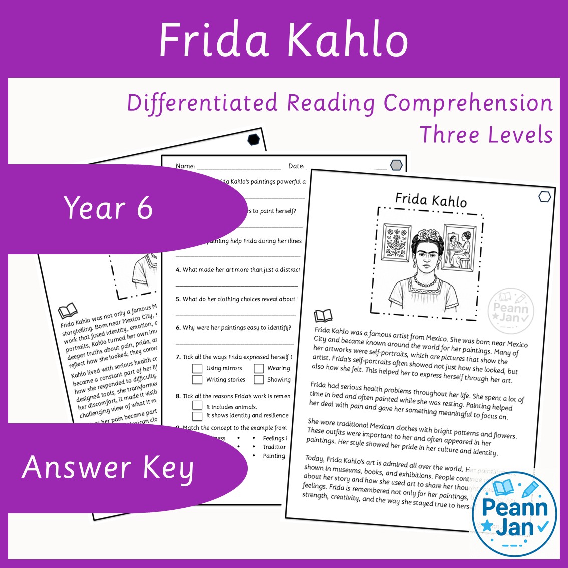 Year 6 Reading Comprehension - Frida Kahlo | Teaching Resources