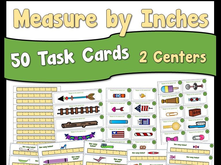Measure by Inches Task Cards | Teaching Resources