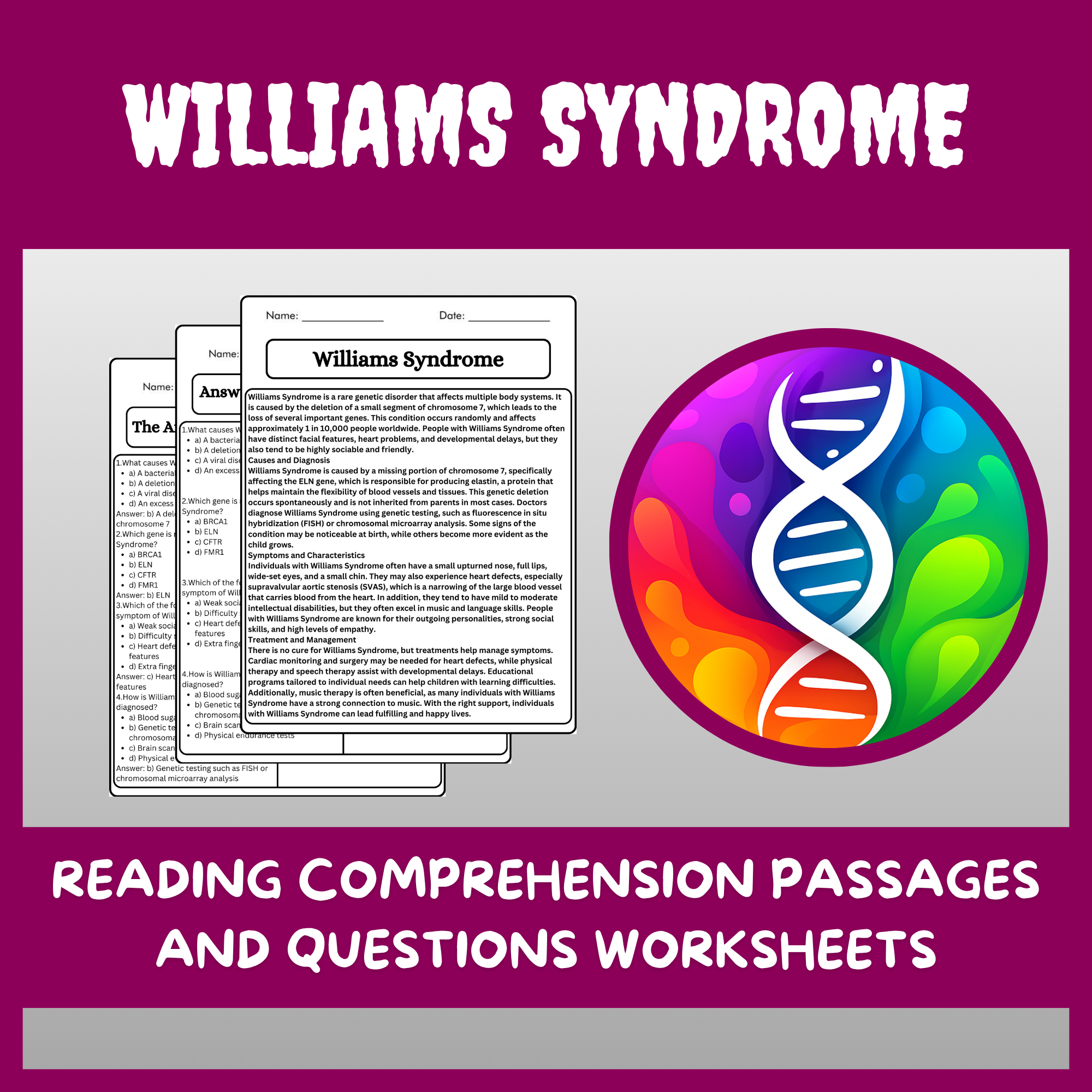 Williams Syndrome - Syndromes Reading Comprehension Passages ...