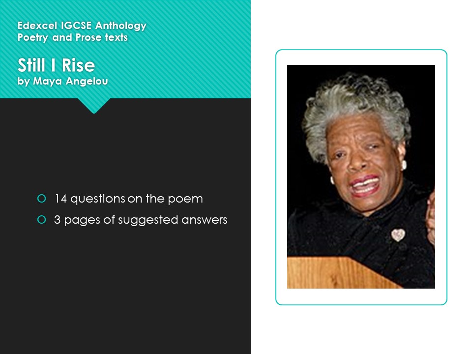Still I Rise, Maya Angelou: 14 questions with answers | Teaching Resources