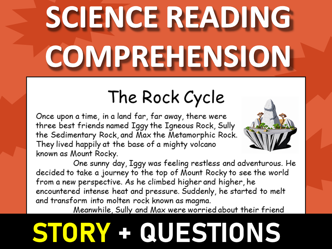 The Rock Cycle Reading Science Story Comprehension Questions Worksheet ...