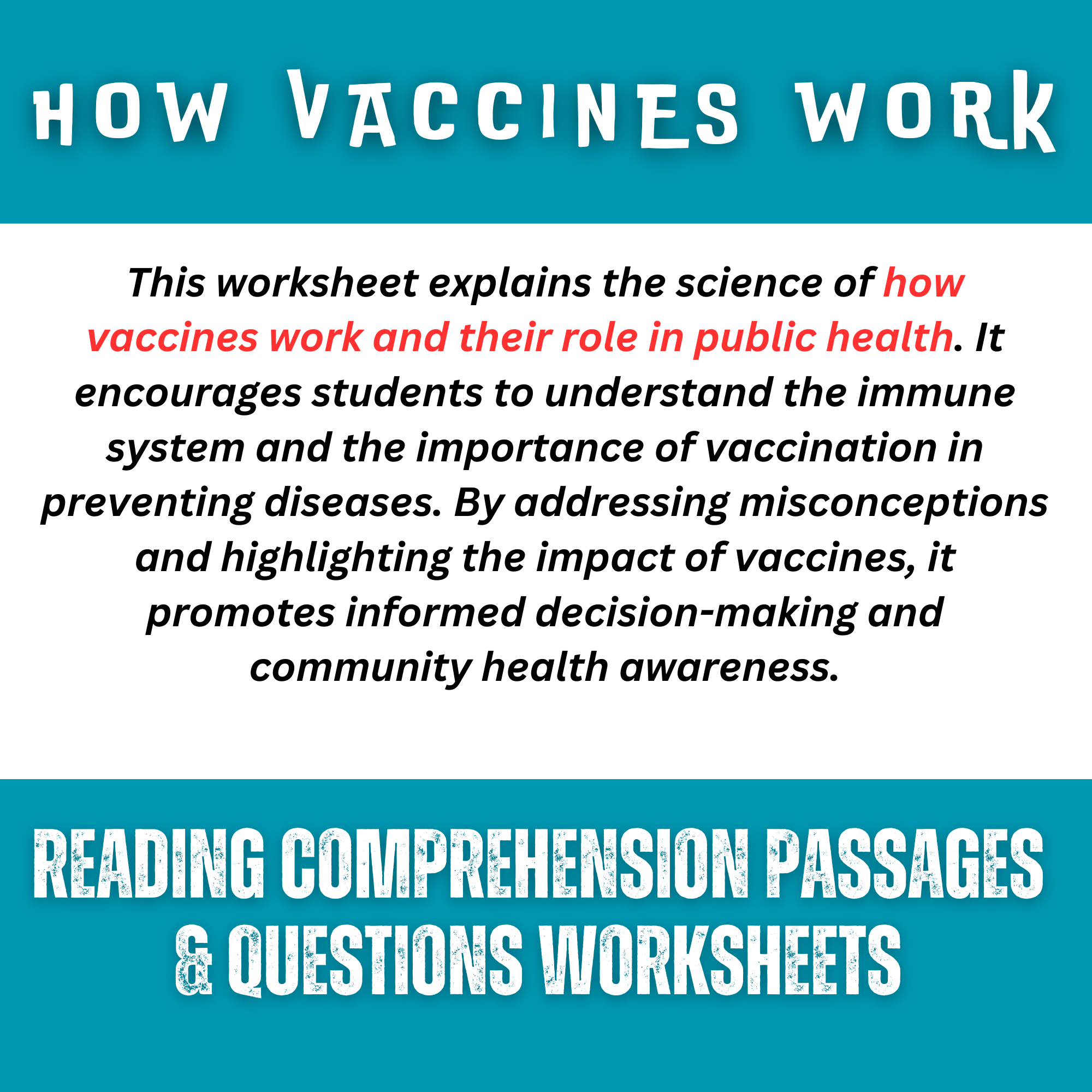 How Vaccines Work - Health Reading Worksheet | Teaching Resources