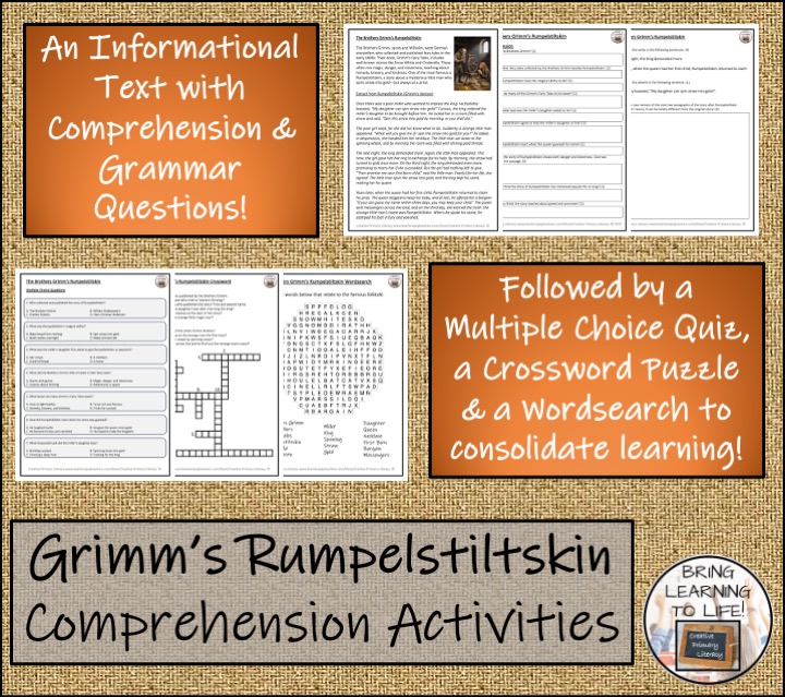Brothers Grimm's Rumpelstiltskin Reading Comprehension | Year 5 or Year ...