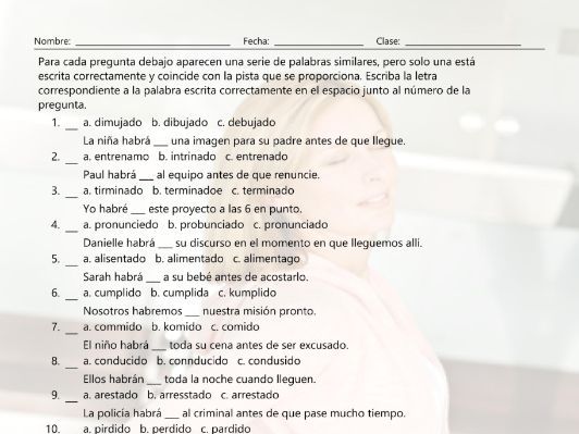 Future Perfect Tense Spelling Challenge Spanish Worksheet | Teaching ...
