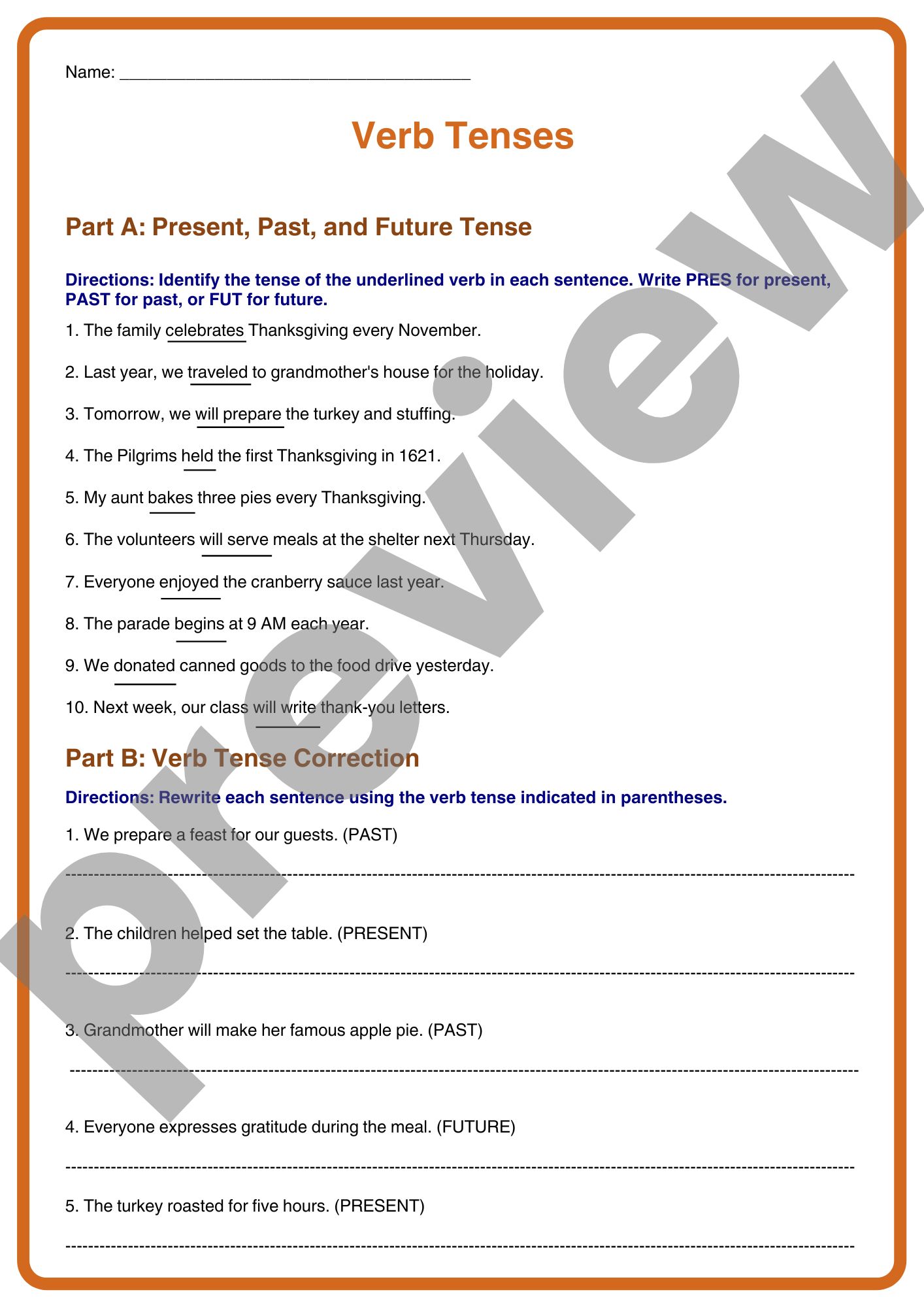Thanksgiving Grammar Worksheets | Grammar Practice | Middle & High ...