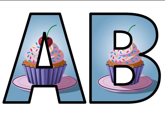 Cupcake Dessert Cake Sweet Pudding Lettering Set Display Title Letters ...