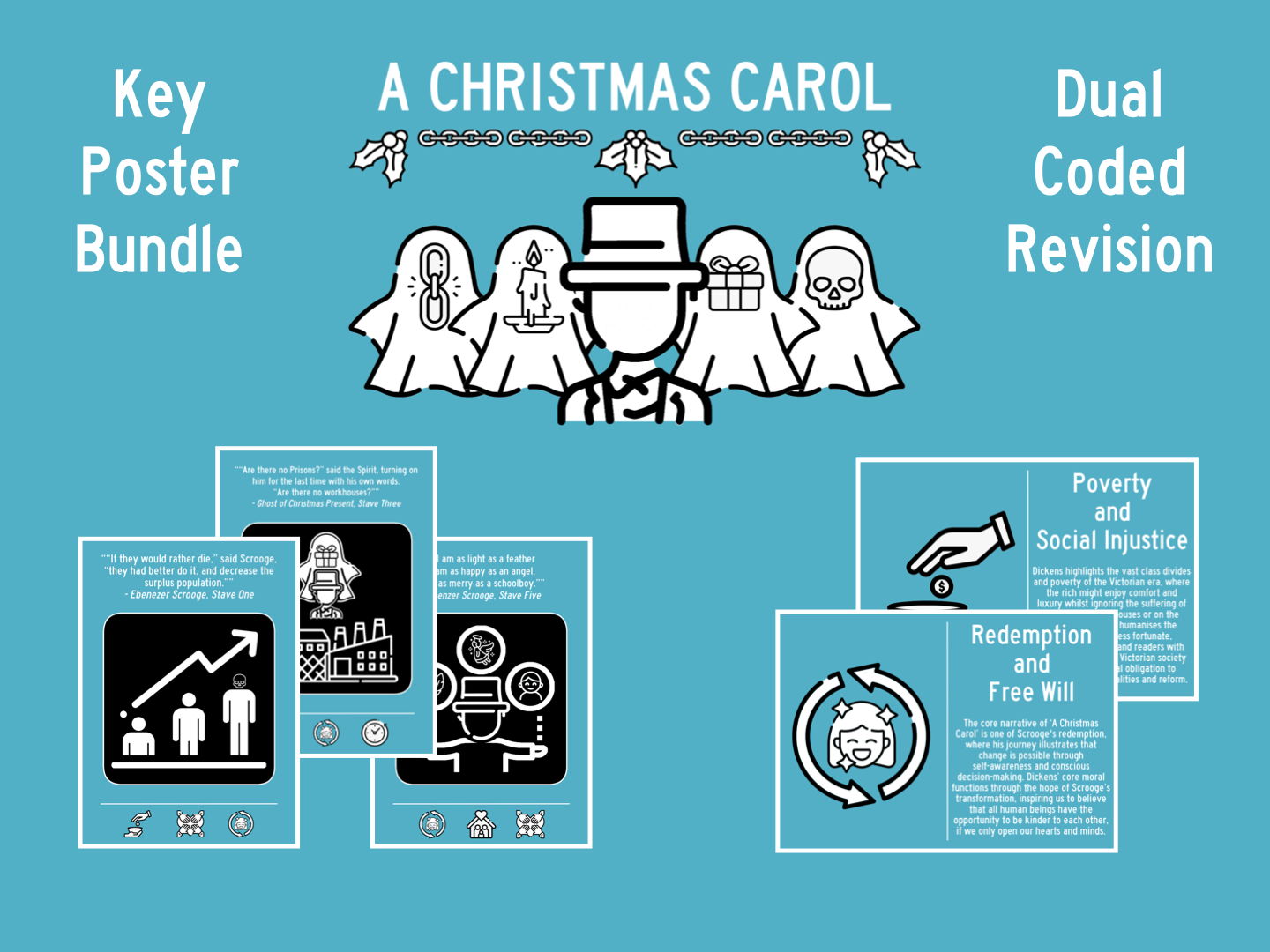 A Christmas Carol - Key Poster Bundle (Dual Coded) | Teaching Resources