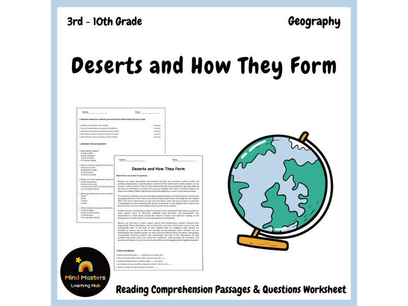 Deserts and How They Form Reading Comprehension Passages & Questions ...