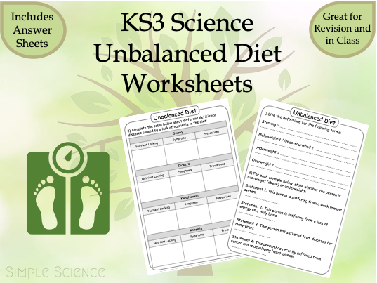 Unbalanced Diet Deficiency Diseases KS3 Science Biology 