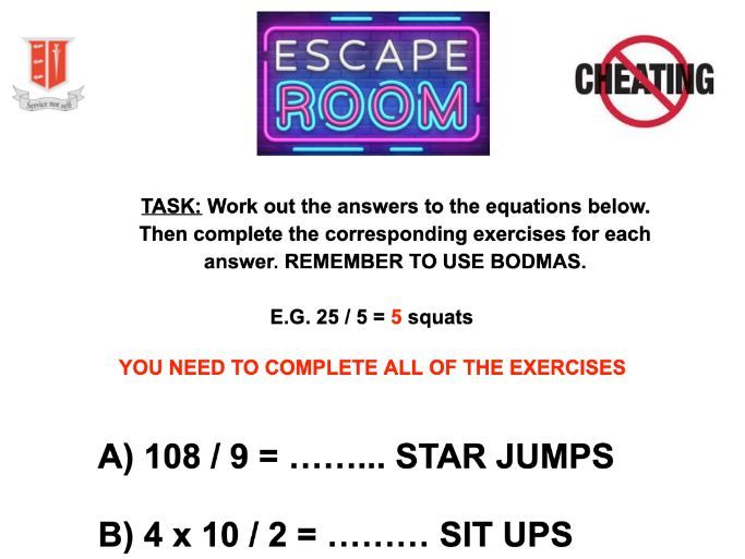 PE Crazy Escape Room Fitness | Teaching Resources
