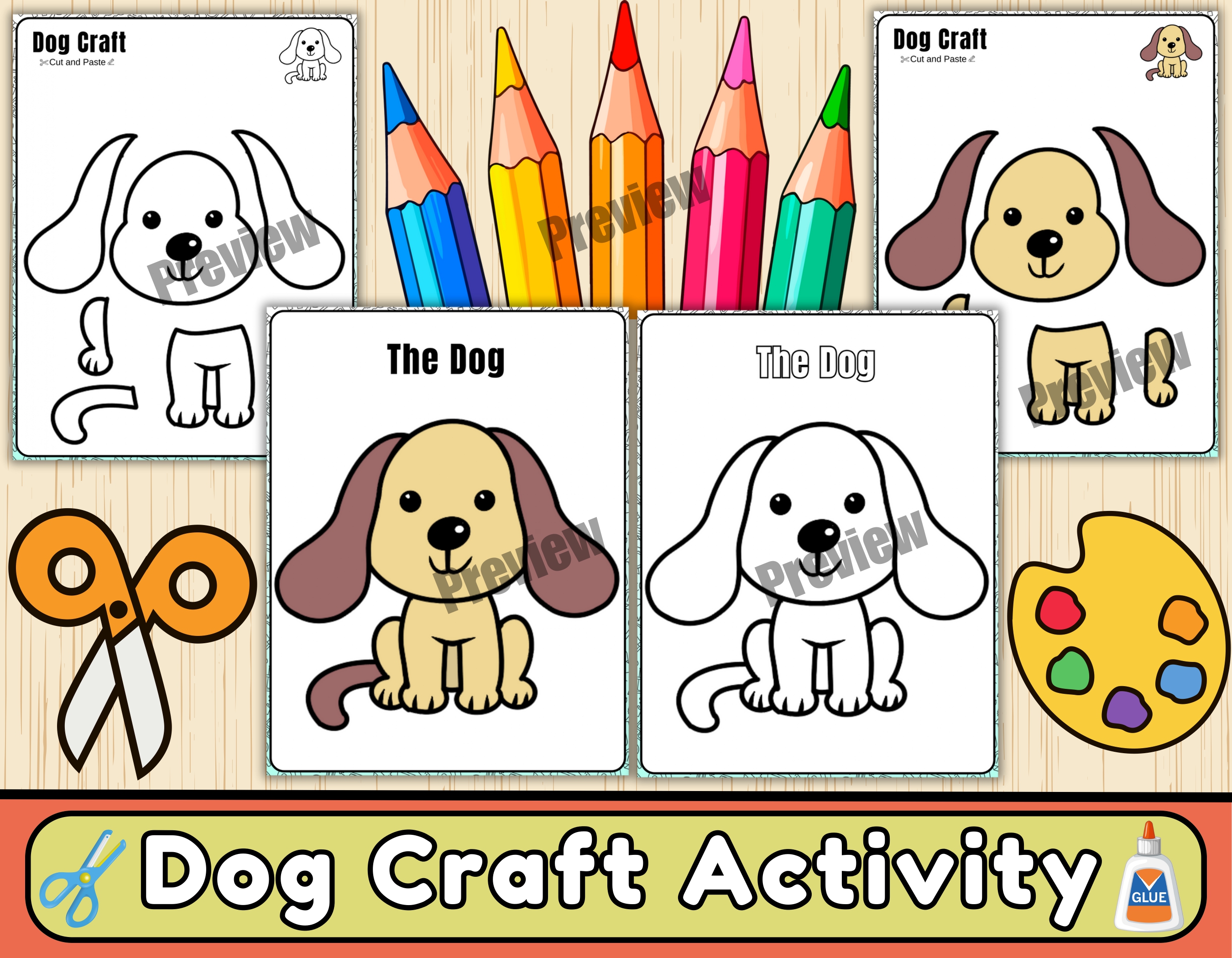 Dog Craft Activity – Printable Cut and Paste Animal Craft for Kids ...