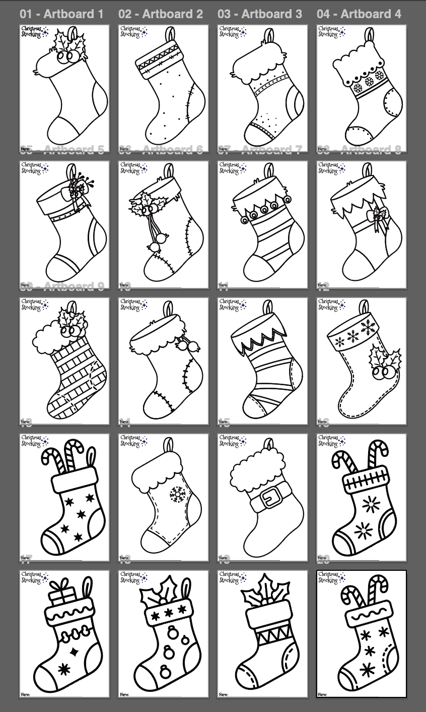Christmas Stockings Colouring Pages | Holiday Colouring Sheets ...