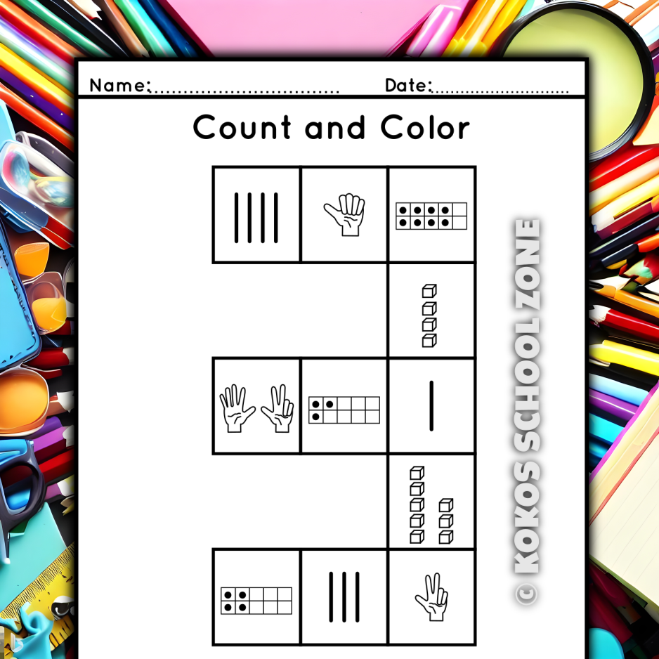 Kindergarten Numbers 1-10 Color by Number Sense Worksheets | Count and ...