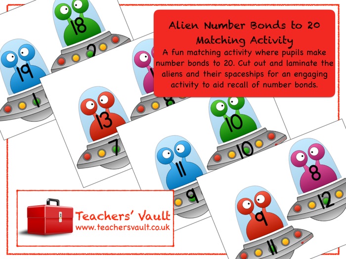 Alien Number Bonds To 20 Matching Activity Teaching Resources