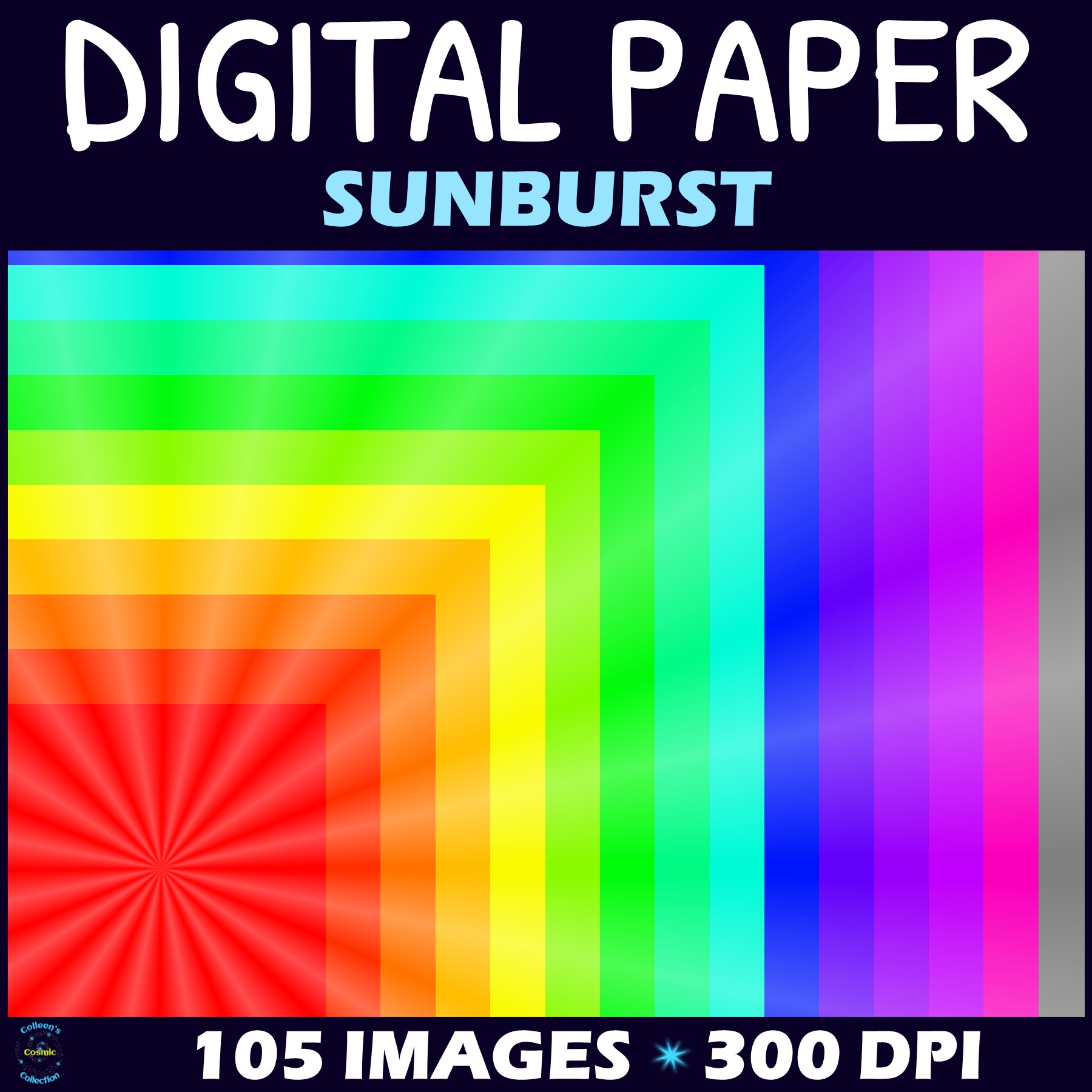 Blended Sunburst Digital Paper | Teaching Resources