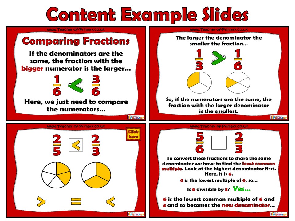 Comparing And Ordering Fractions Year 5 Teaching Resources