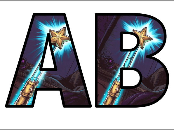 Glowing Magic Wand Wizard Witch Lettering Set Instant Display Title All ...