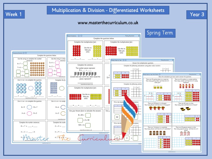 Year 3– Week 1 – Multiplication & Division Differentiated Worksheets ...