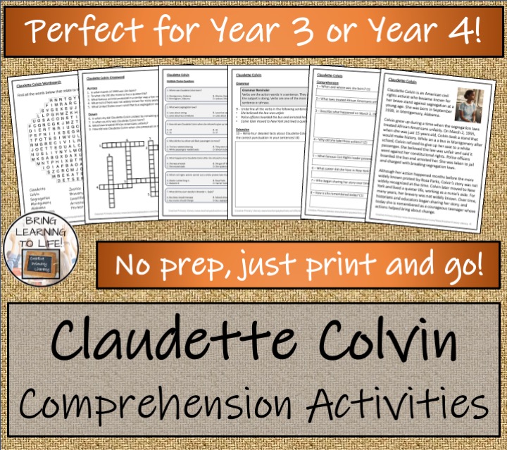 Claudette Colvin Reading Comprehension Activities | Year 3 or Year 4 ...