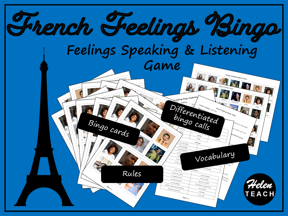 French Feelings Bingo Game Differentiated | Teaching Resources
