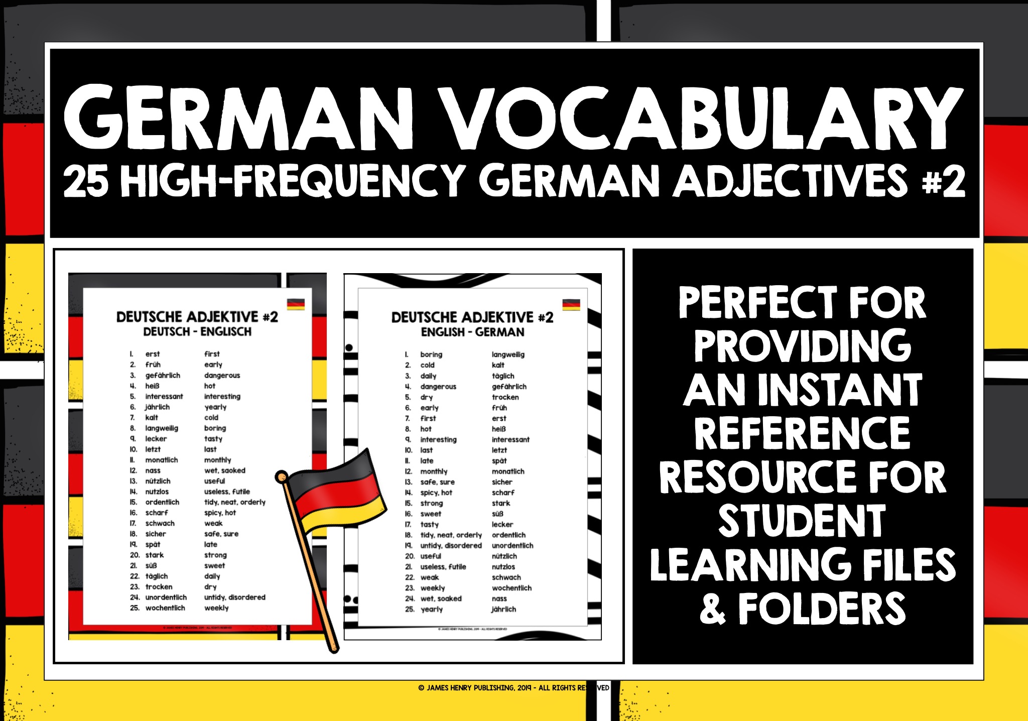 GERMAN ADJECTIVES LIST FREEBIE 2 Teaching Resources GERMAN ADJECTIVES LIST FREEBIE 2 Teaching Resources